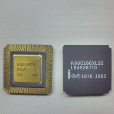 1PCS COLLECTABLE vintage CPU INTEL LCC-68 (CLCC-68) R80C188XL20 ...