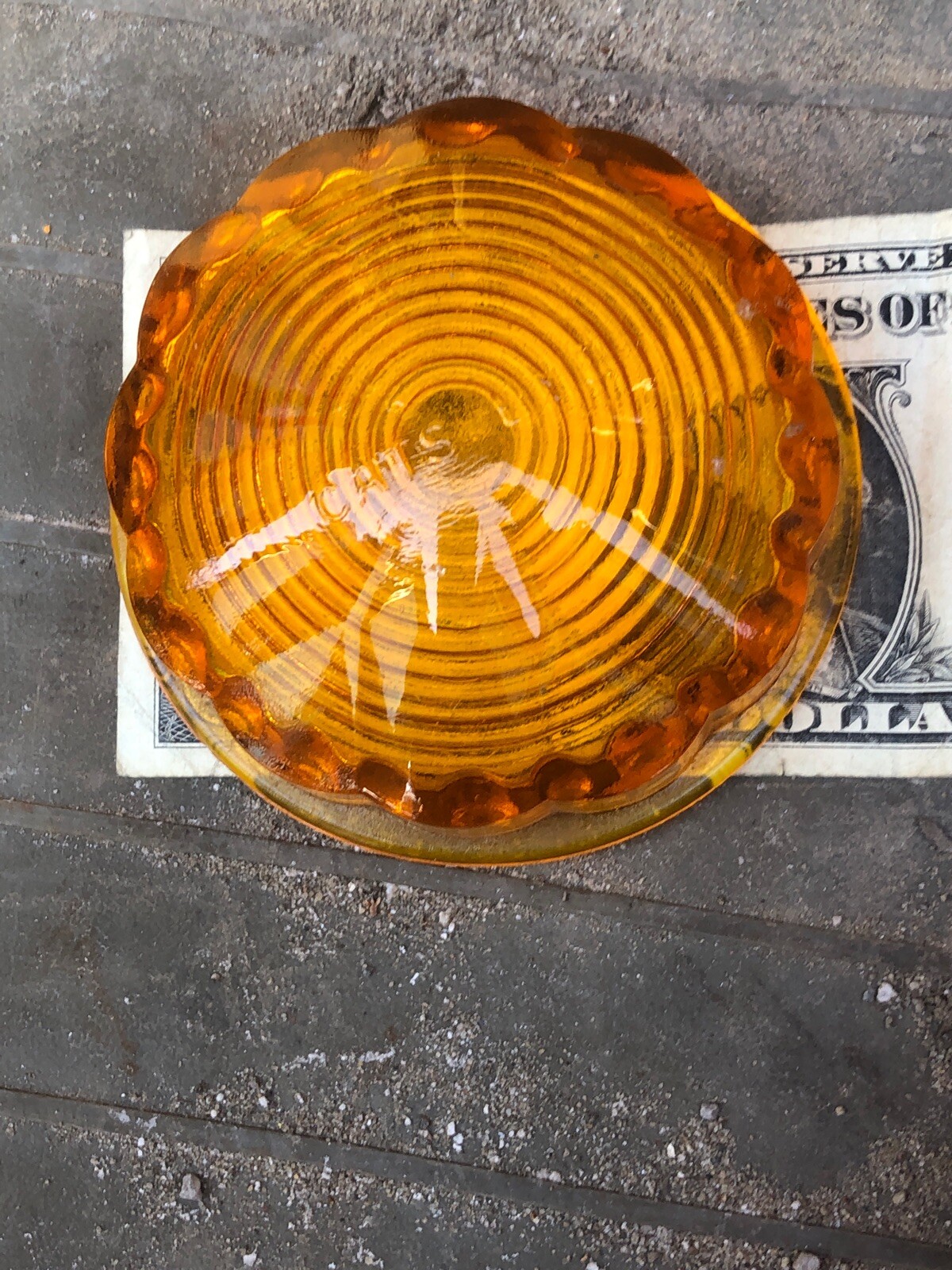 early amber Glass Lens Cab lamp marker light vintage trailer Glass Bus ...