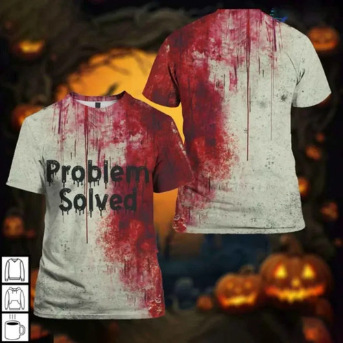 Problem Solved Bloody Shirt, Halloween Horror Graphic - All Over Print ...