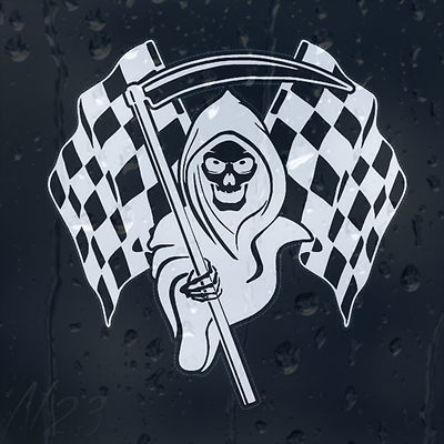 Racing Grim Reaper Chequered Flags Car Wndow Laptop Wall Decal Vinyl ...