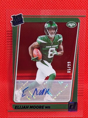 Elijah Moore 2021 Panini Clearly Donruss "Rated Rookie" AUTO Rookie RC ...