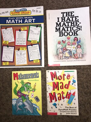 Lot 4 Kids workbooks books I Hate Mathematics More Mad Math Art ...