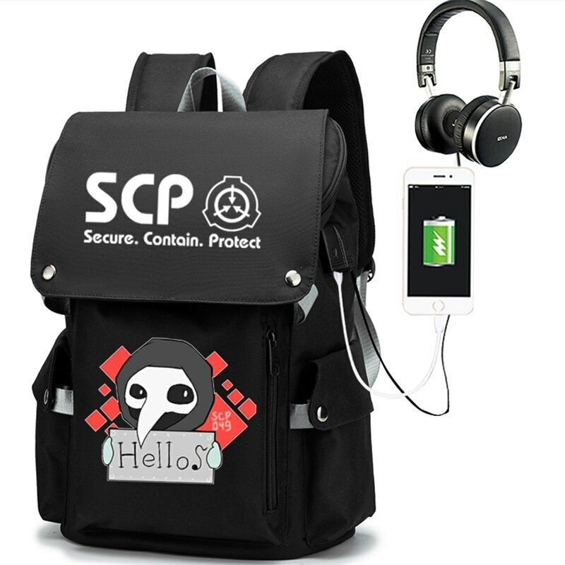 SCP Foundation Backpack Laptop Bags Men Women Travel Bags USB Oxford ...