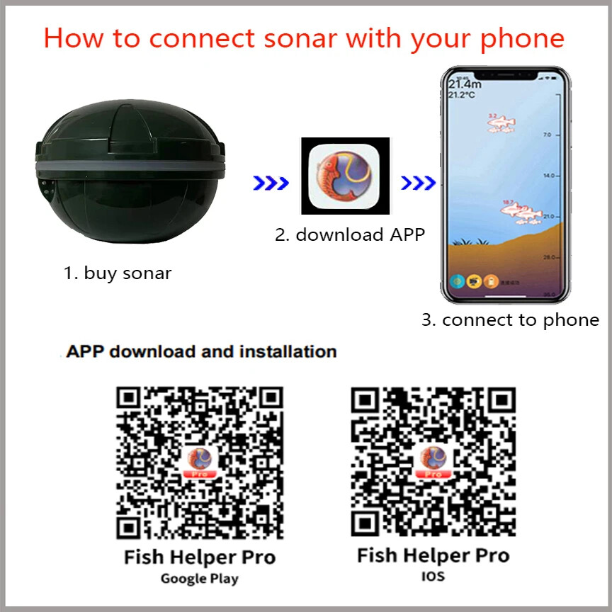 Smart Phone Fish Finder Sonar Finder Bluetooth Intelligent Fish Visual ...