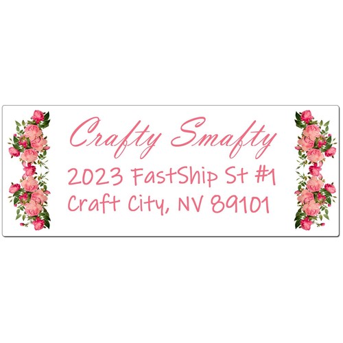 30 Pink Rose Flower Borders Custom Personalized Return Address Labels 1 ...