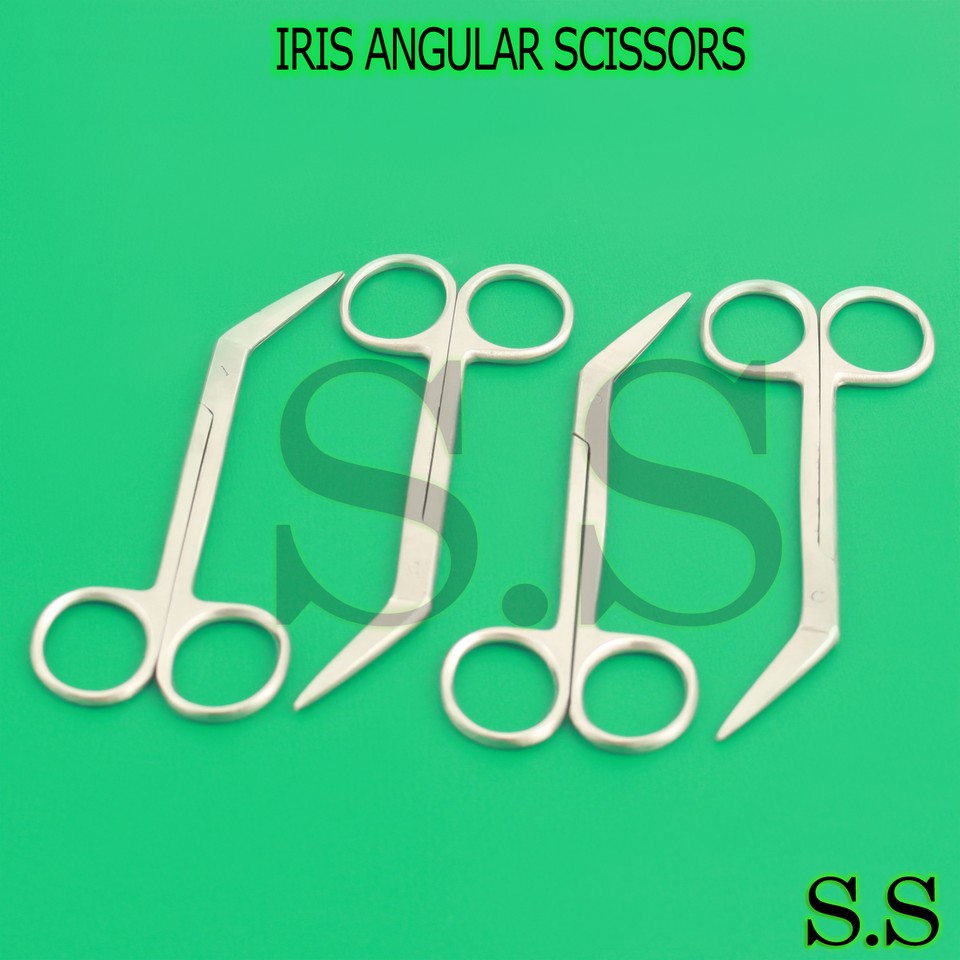 4 NEW STAINLESS STEEL IRIS ANGULAR SCISSORS 4.5" SURGICAL INSTRUMENT | eBay