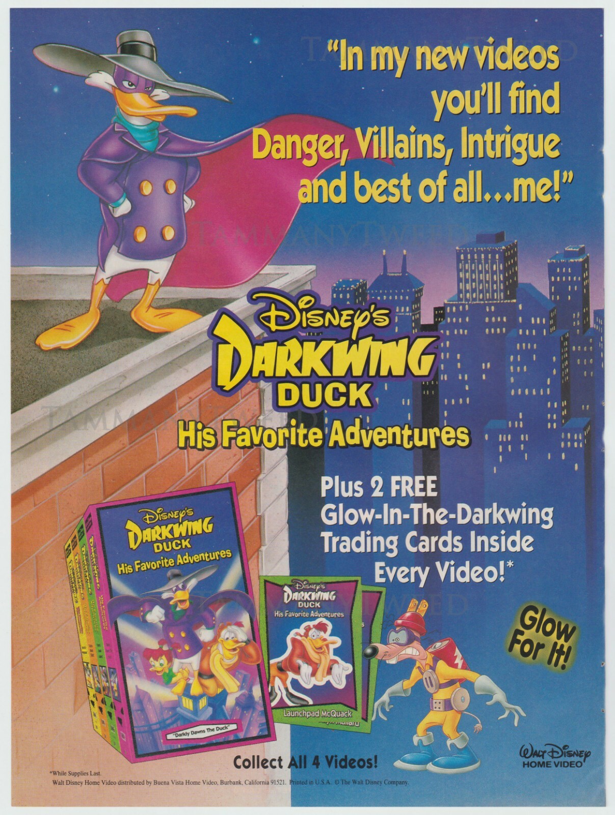 Darkwing Duck - Rare Vintage Disney VHS & Cards Print Ad Advertisement ...
