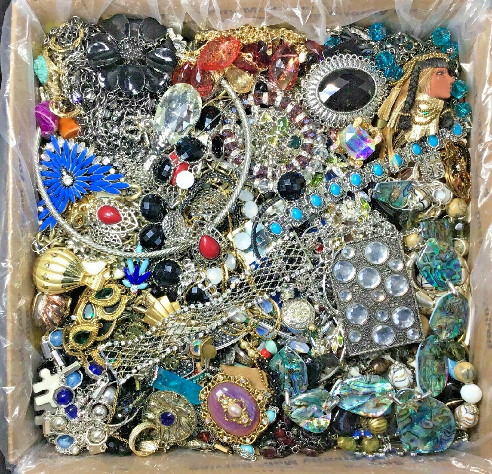 Craft Art Junk Jewelry Lot 3 Pounds Beads Tangle Chains Brooch Necklace ...