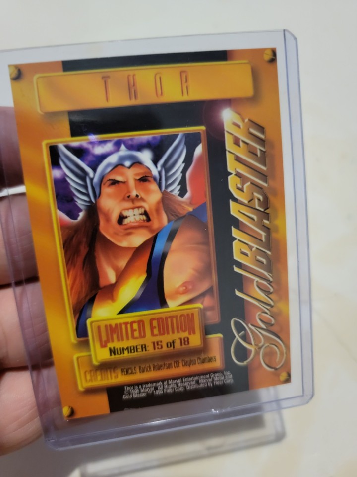 GOLD Blaster 1995 Fleer Marvel Metal Limited Edition HOLO THOR Rare ...