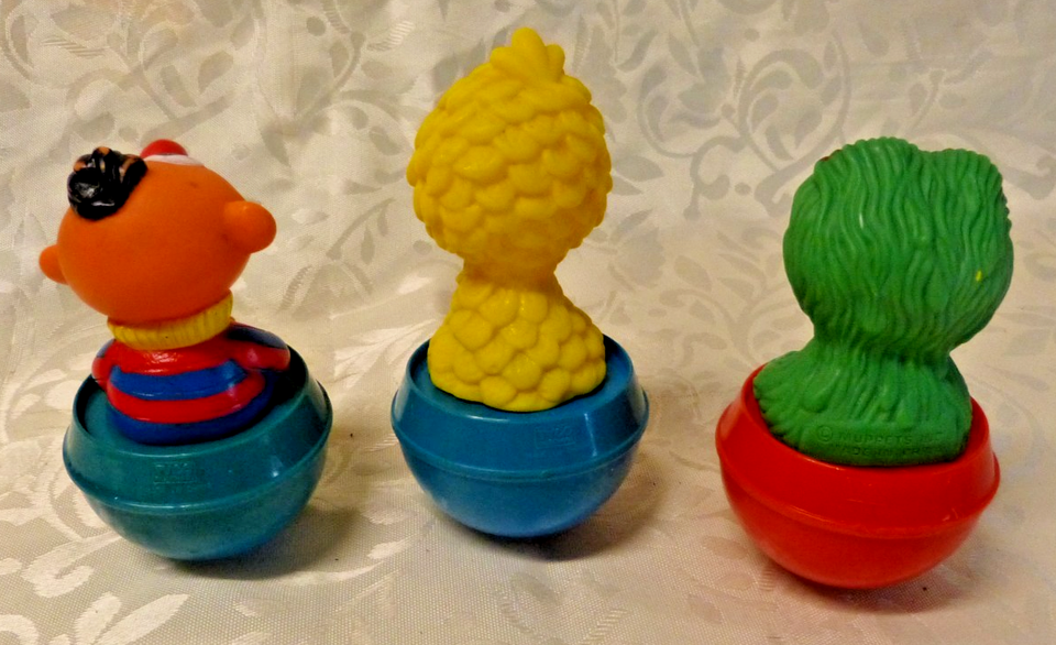 MUPPETS ROLY POLY WEEBLE WOBBLES ROLLS FIGURES-ERNIE, BIG BIRD, OSCAR ...