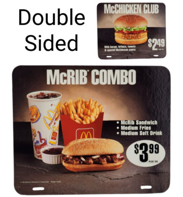 McDonalds Canada 1992 Double Sided Cardboard McChicken / McRIB Combo ...