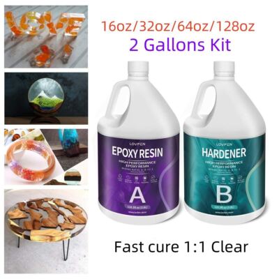 Fast Cure Clear Epoxy Resin - 16oz 32oz 64oz 128oz 2 Gallons - 1:1 AB ...