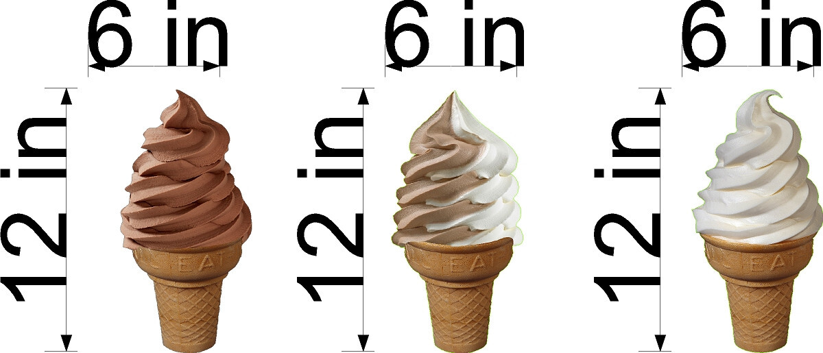 VANILLA CHOCOLATE AND MIXED SOFT SERVE CONE VINYL DECALS 12" TALL ONE ...