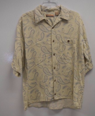 Bobby Chan Silk yellow blue short sleeve button pocket Hawaiian mens ...