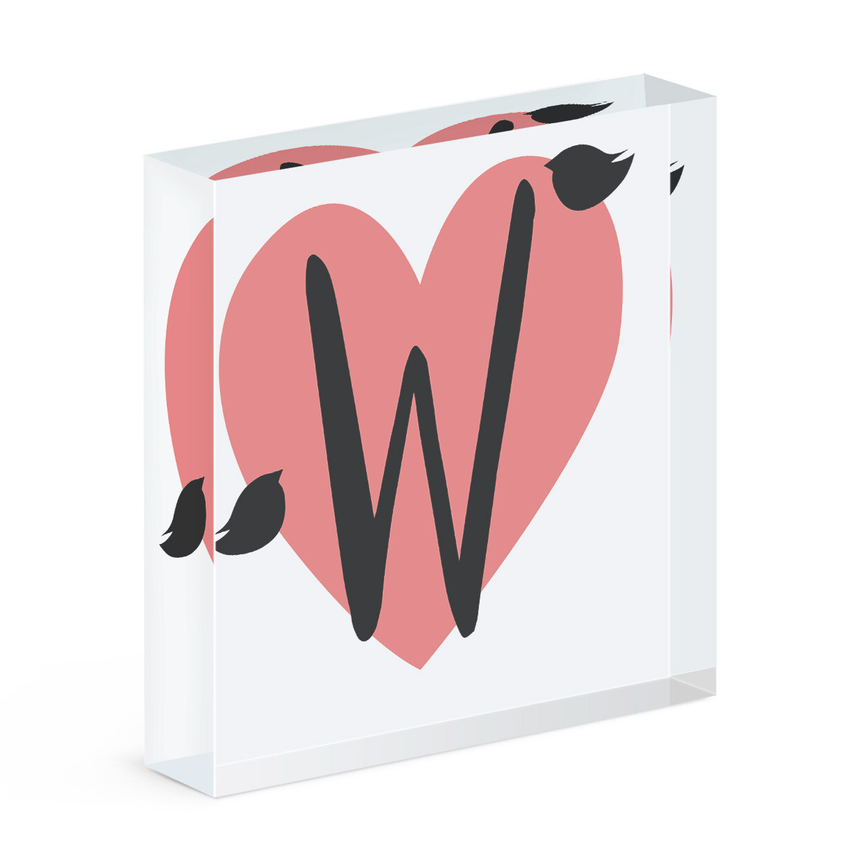 Letter W Heart Alphabet Acrylic Photo Block Frame Valentines Day Love ...