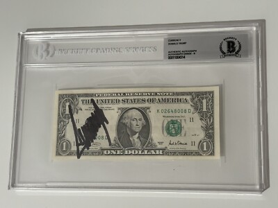 $1 Bill Donald Trump Authentic Autograph Beckett Grade 9 Mint | eBay