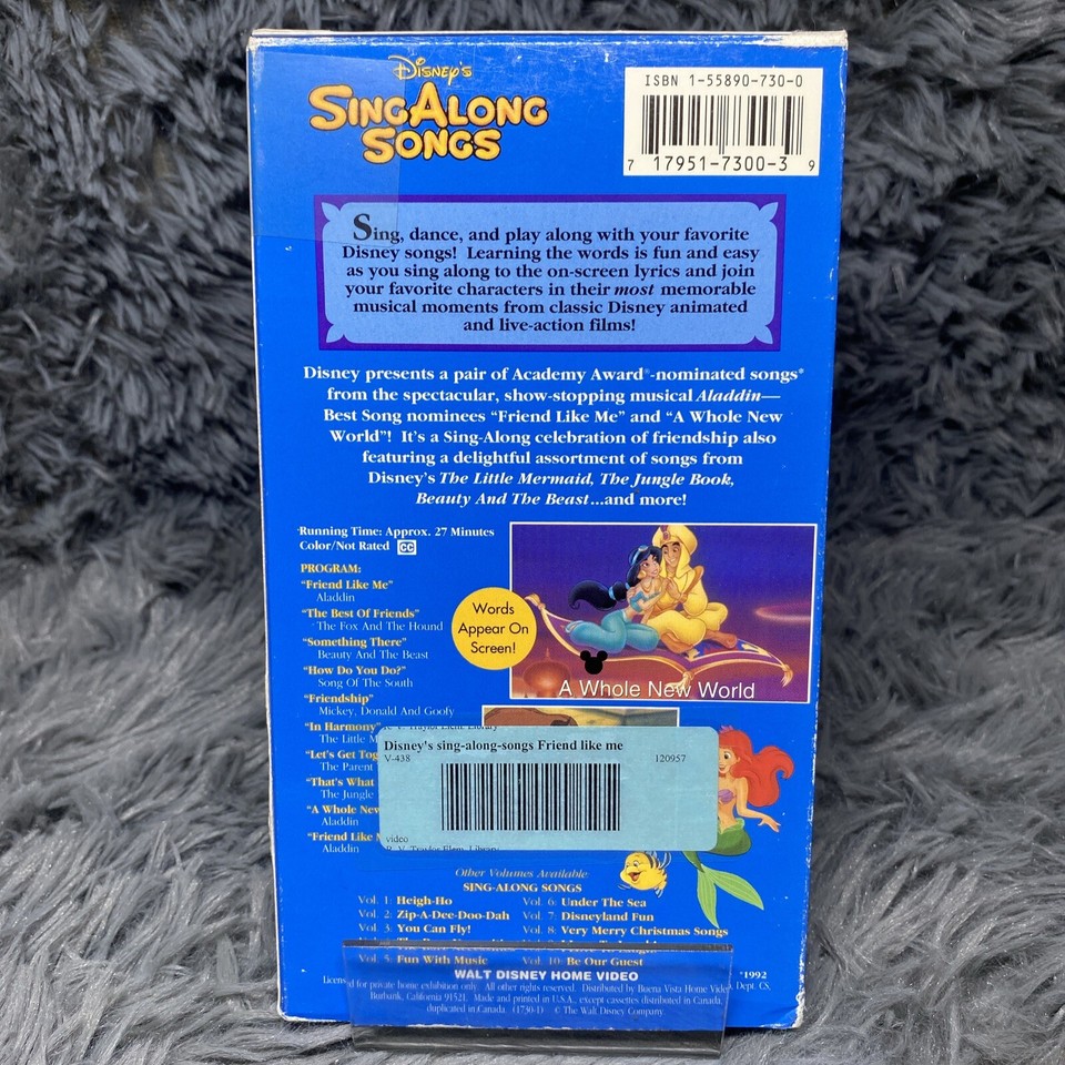 Disney Sing Along Songs: Aladdin: Friend Like Me VHS Tape 1993 Kids ...