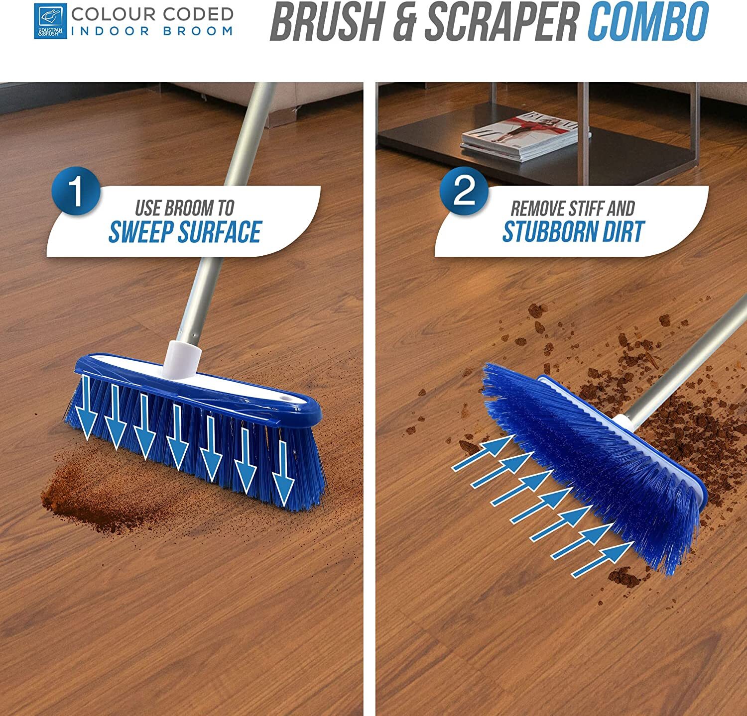 Soft Indoor Broom with Long Handle Sweeping Brush Head Cleaning Floor ...