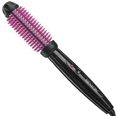 REVLON Silicone Bristle Heated Hair Styling Brush, Black, 1 inch bar OB ...