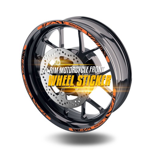 Orange 17'' Rim Wheel Sticker Decal Strip Tape W01B For ZX6R Ninja ...