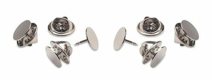 50 Economy Silver Brass TIE TACKS tacs Pins with backs 10mm pad x 8mm ...