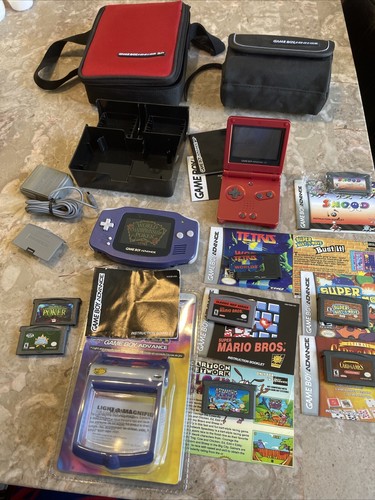 Rare Clean Nintendo Gameboy Advance & SP W/ Games Lot Bundle Books ...