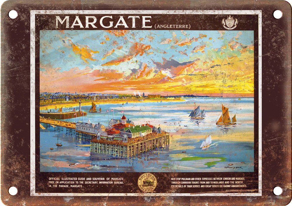 Metal Sign - Vintage Margate Travel Poster - Retro Look Reproduction ...
