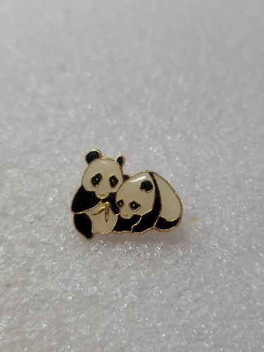 Vintage CWCA Panda Bears Enamel Lapel Pin Latch Back Gold Toned Small ...