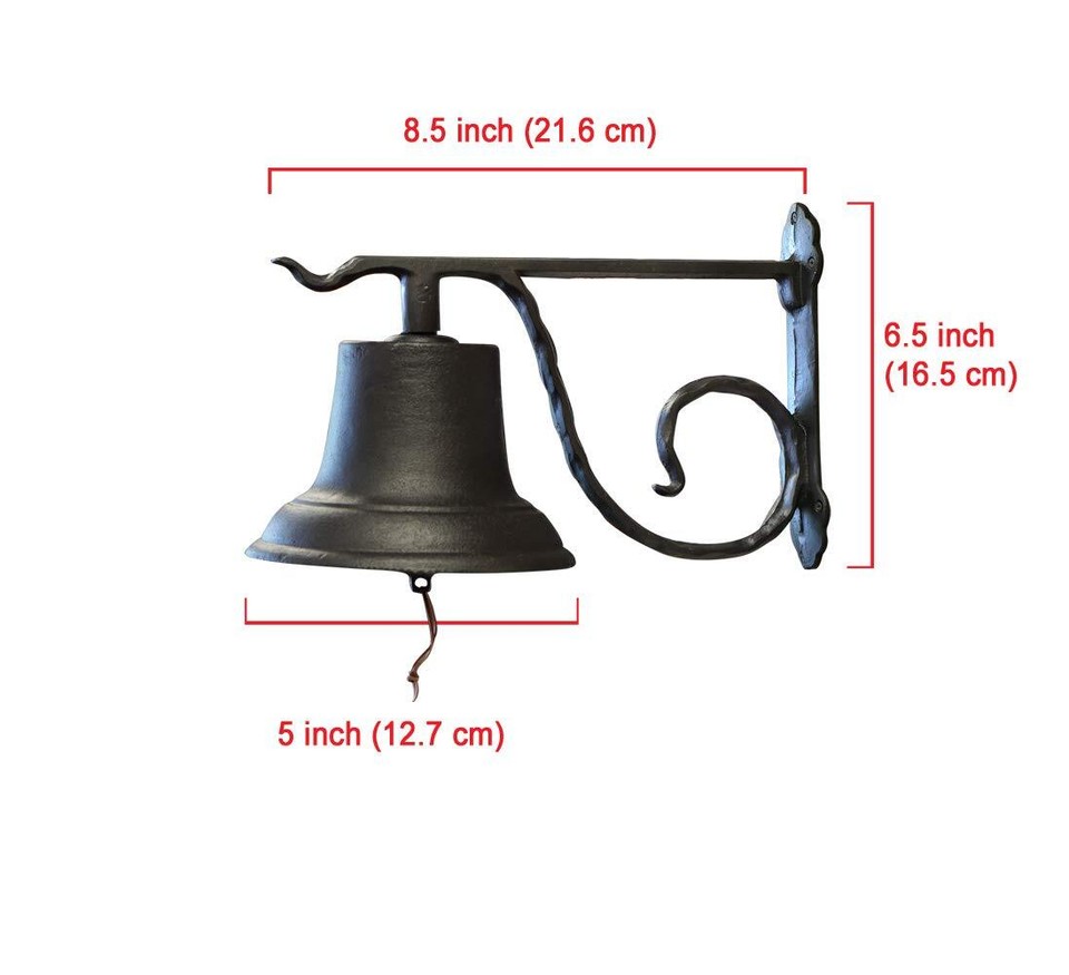 Classic Fine Cast Iron Rustic Hanging Doorbell 8.5x5x6.5 Inches Small ...