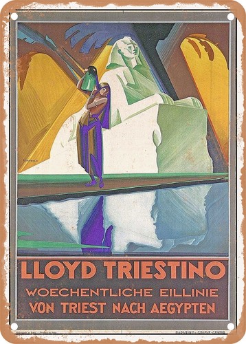 METAL SIGN - 1933 Lloyd Triestino Weekly express line from Trieste to ...