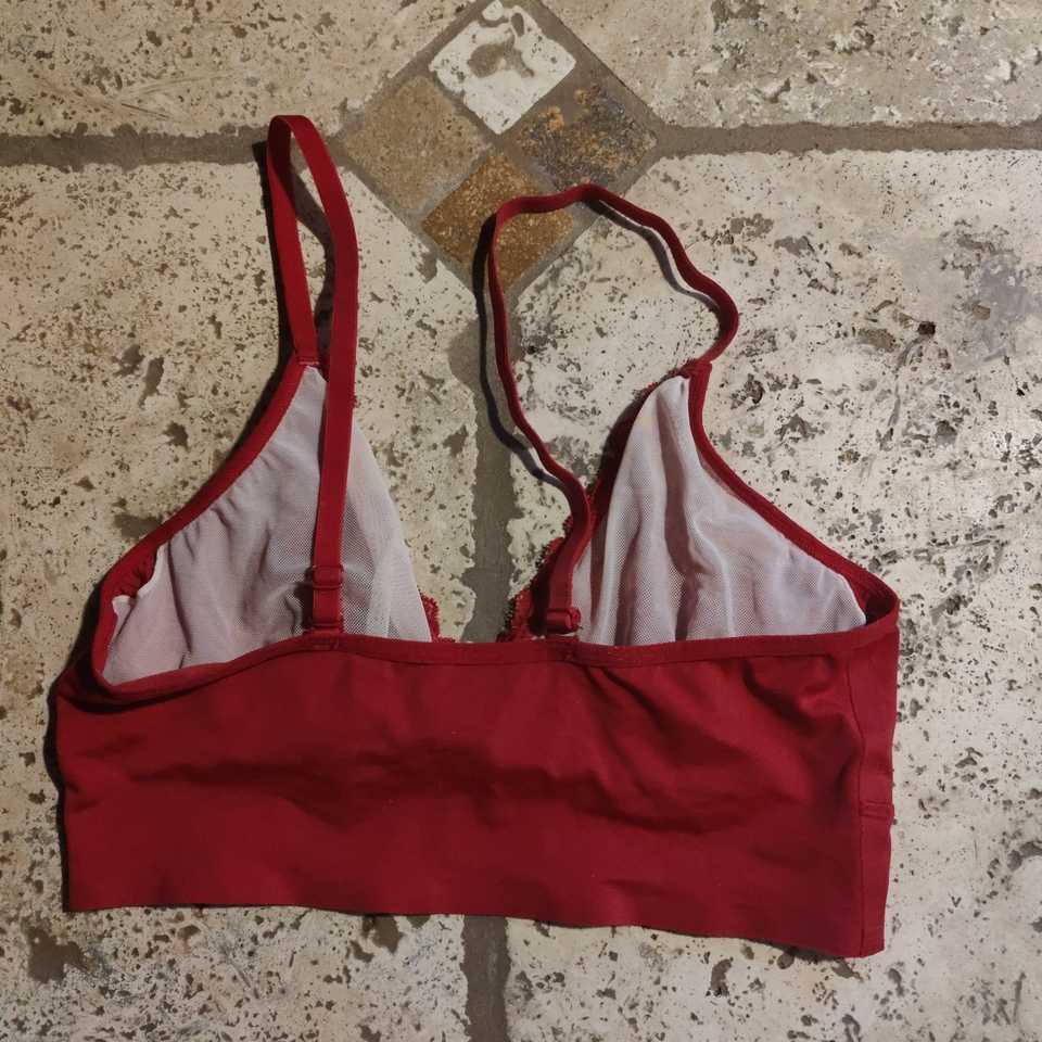 Ruby Ribbon Second Skin Lace Demiette Bralette Red Bra Size 36 | eBay