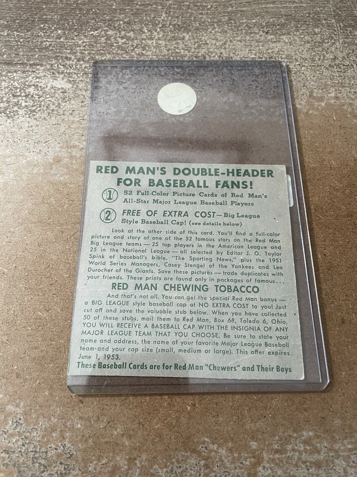 1952 Redman Tobacco Baseball Card No Tab HOFER Bob Feller Crease | eBay UK