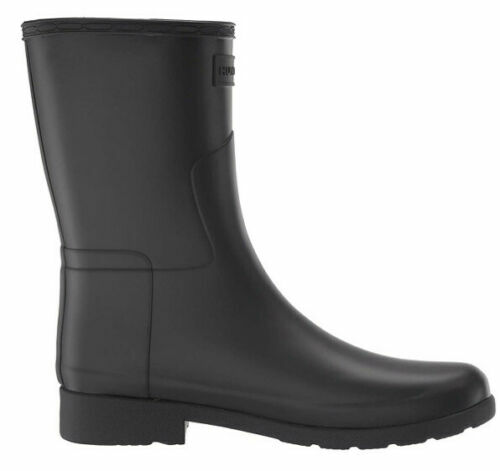 NEW Women Hunter Refined Short Rain Boot Black Round Toe Waterproof ...