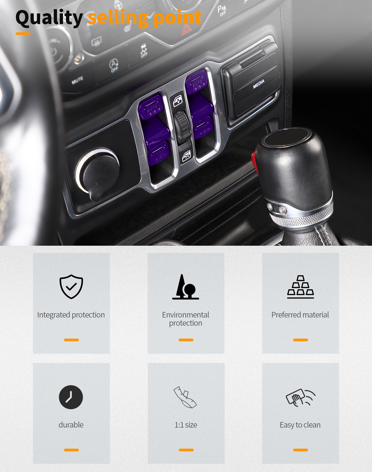 For 2018+ Jeep Wrangler JL JT 6x Center Control Window Switch Bezel ...