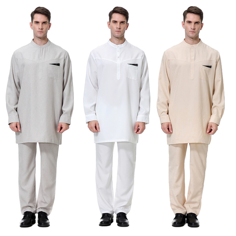 Men Islamic Kaftan Saudi Arab Dishdasha Thobe Jubba Thoub Muslim Abaya ...