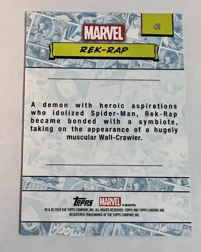 MINT CONDITION 2024 Topps Chrome Sapphire Marvel - Rek-Rap #41 - 1st ...