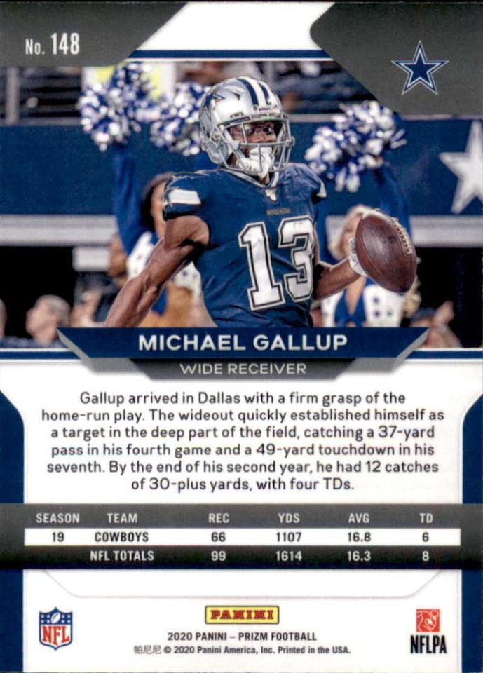 2020 Panini Prizm #148 Michael Gallup Dallas Cowboys - Nice Card! | eBay
