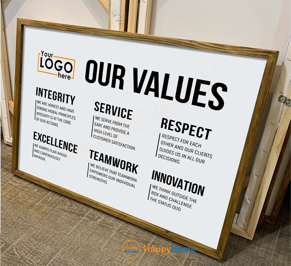 Personalized Company Core Values Wall Art Our Values Business Office ...