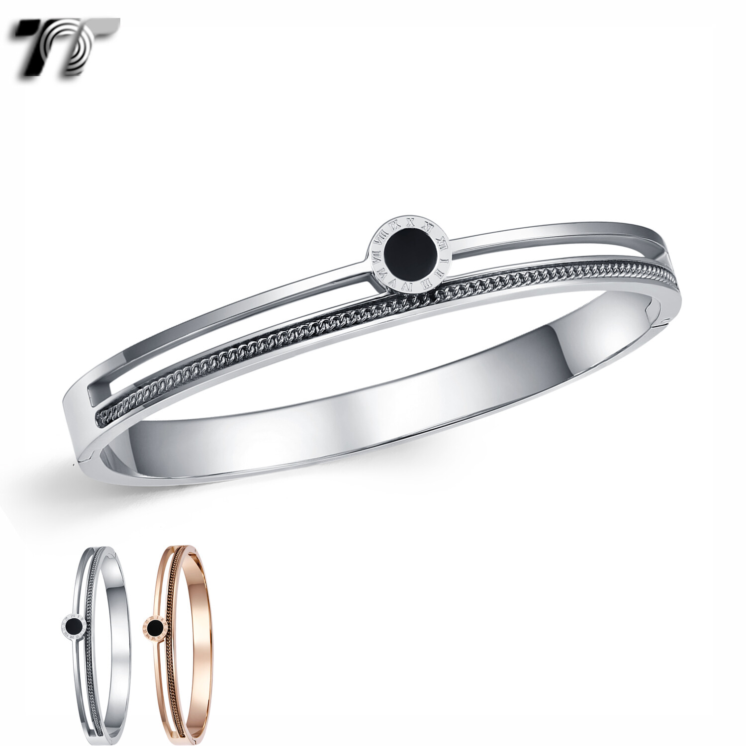 TT Stainless Steel Roma Number Bangle Silver/Rose Gold (BS71) NEW | eBay