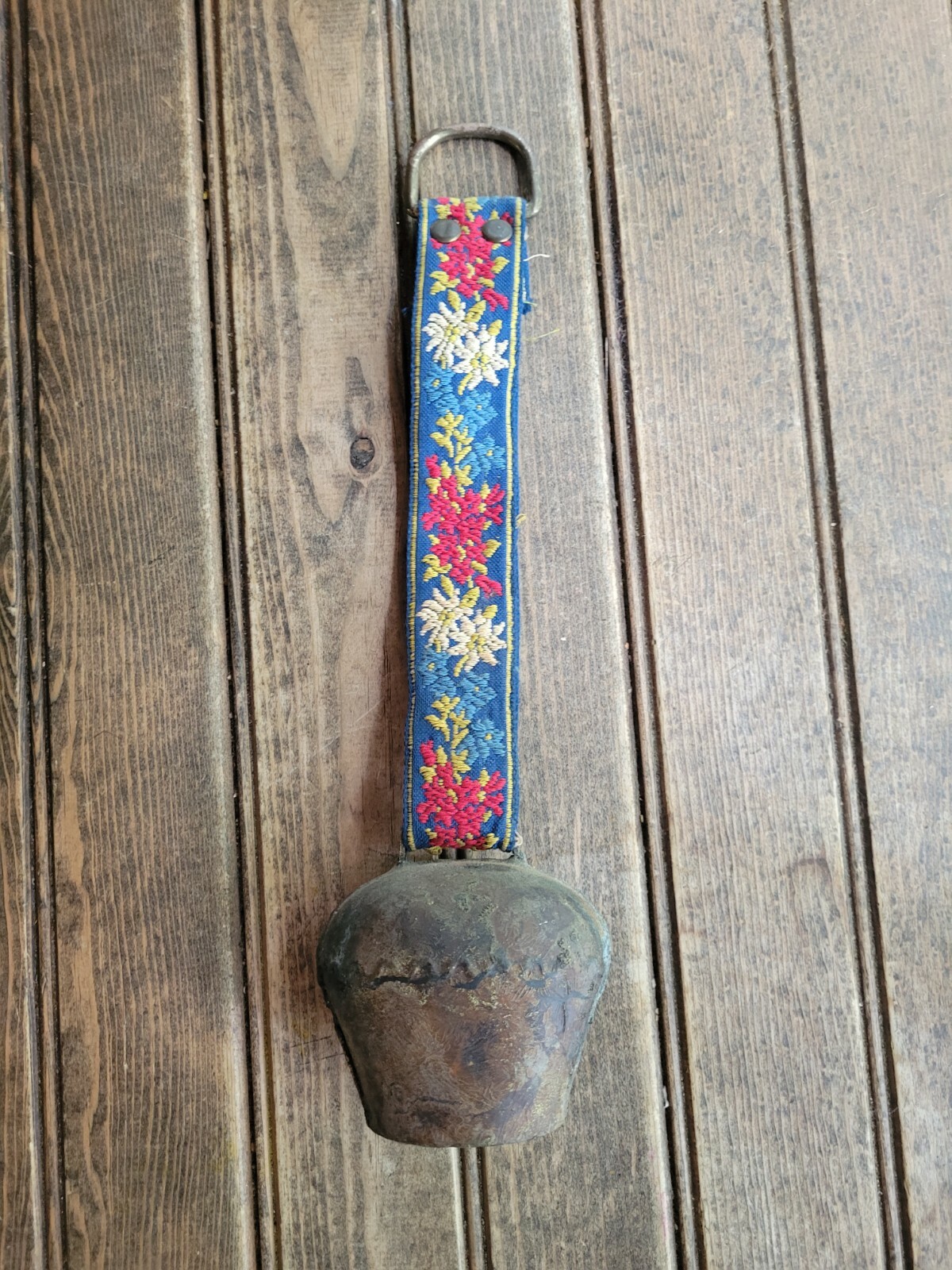 Cow Bell Antique Hand Forged Swiss Cowbell Metal Embroidered Strap With ...