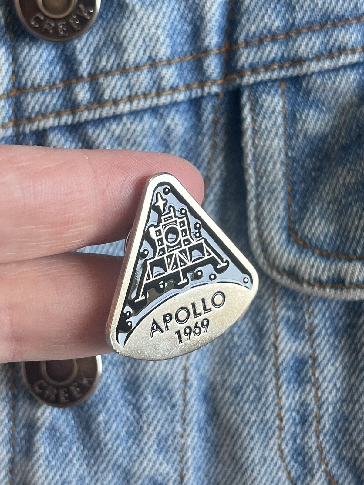 Apollo 11 1969 Moon Landing Silver And Enamel Pin - Excellent Condition ...