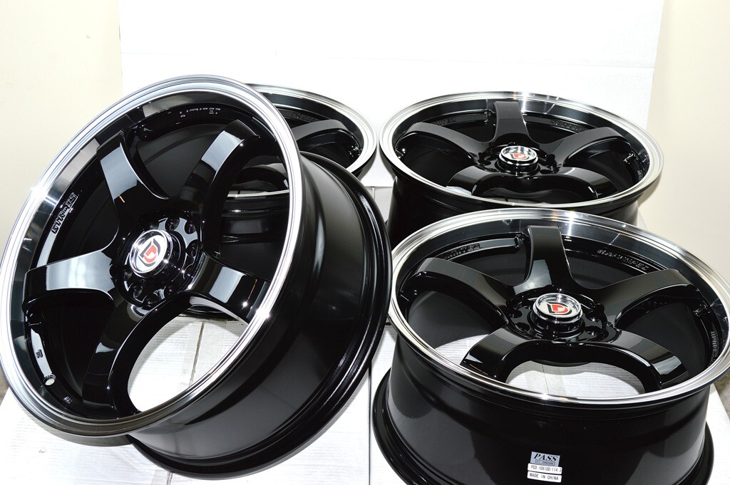Set of 4 New 18x8 DDR Fuzion Black/Polished Lip 18" Wheels Rims 5x100 ...