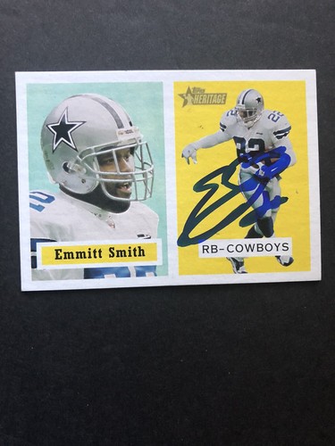 Emmitt Smith Signed Autographed Card BAS Beckett NFL Topps Heritage ...