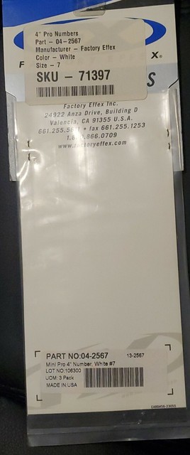 Factory Effex - 04-2567 - Pro Numbers 4in., No. 7 - White for sale ...