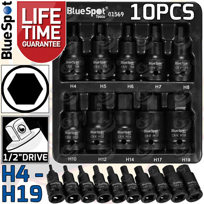 IMPACT HEX BIT Sockets Set 1/2" Drive Impact H4 To H19 Allen Key S2 ...