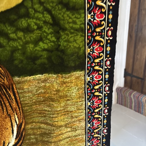 Vintage Turkish Tiger In Poppies Tapestry Wall Hanging Large 145cm x ...