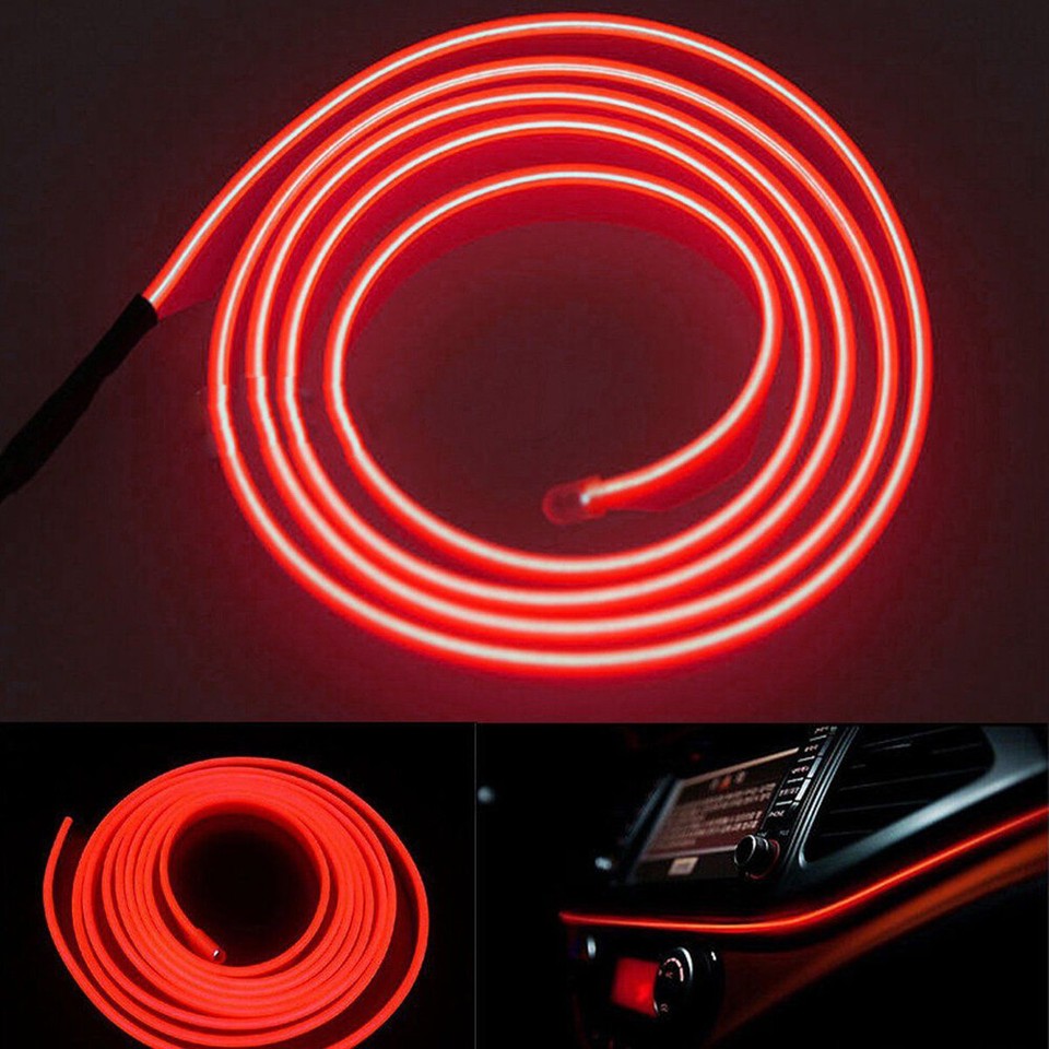 2M Red LED Car Interior Decor Atmosphere Wire Strip Lamp Light Kit ...