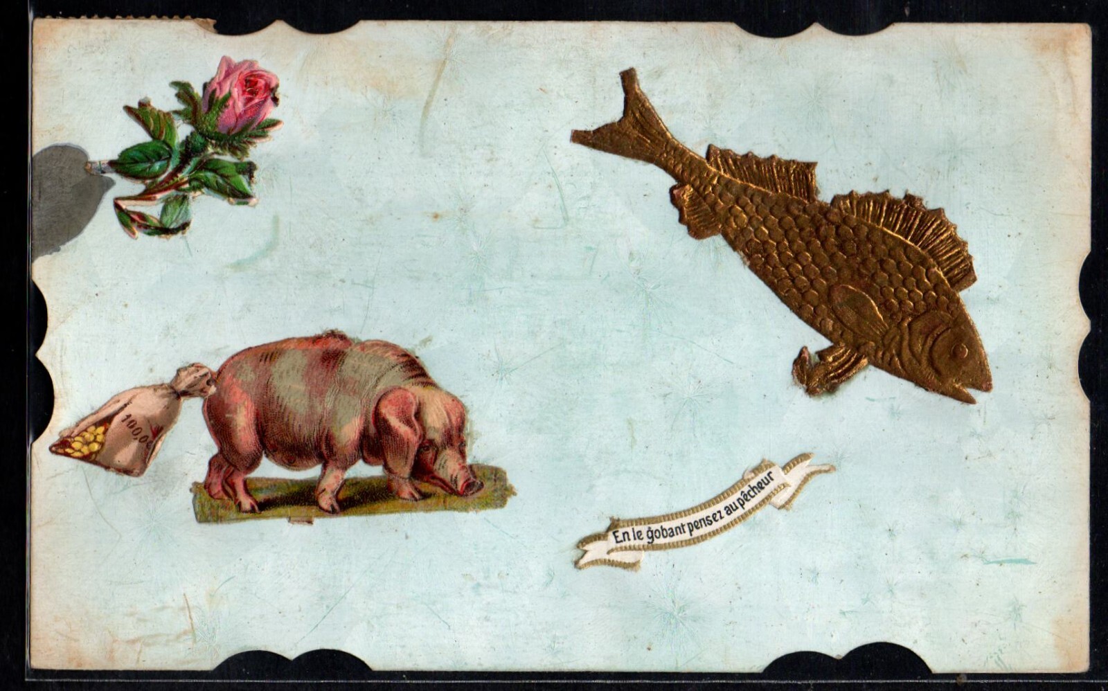 CA084 APRIL FOOLS CHROMO DIE CUT PIG Piglet FISH | eBay