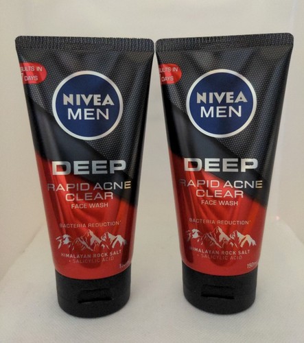 2x Nivea Men Deep Rapid Acne Clear Face Wash Cleanser Himalayan Rock ...