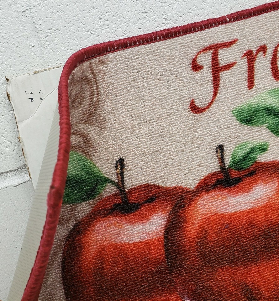 Printed Kitchen Rug (nonskid back) (18"x30") 4 FRESH RED APPLES, heavy ...
